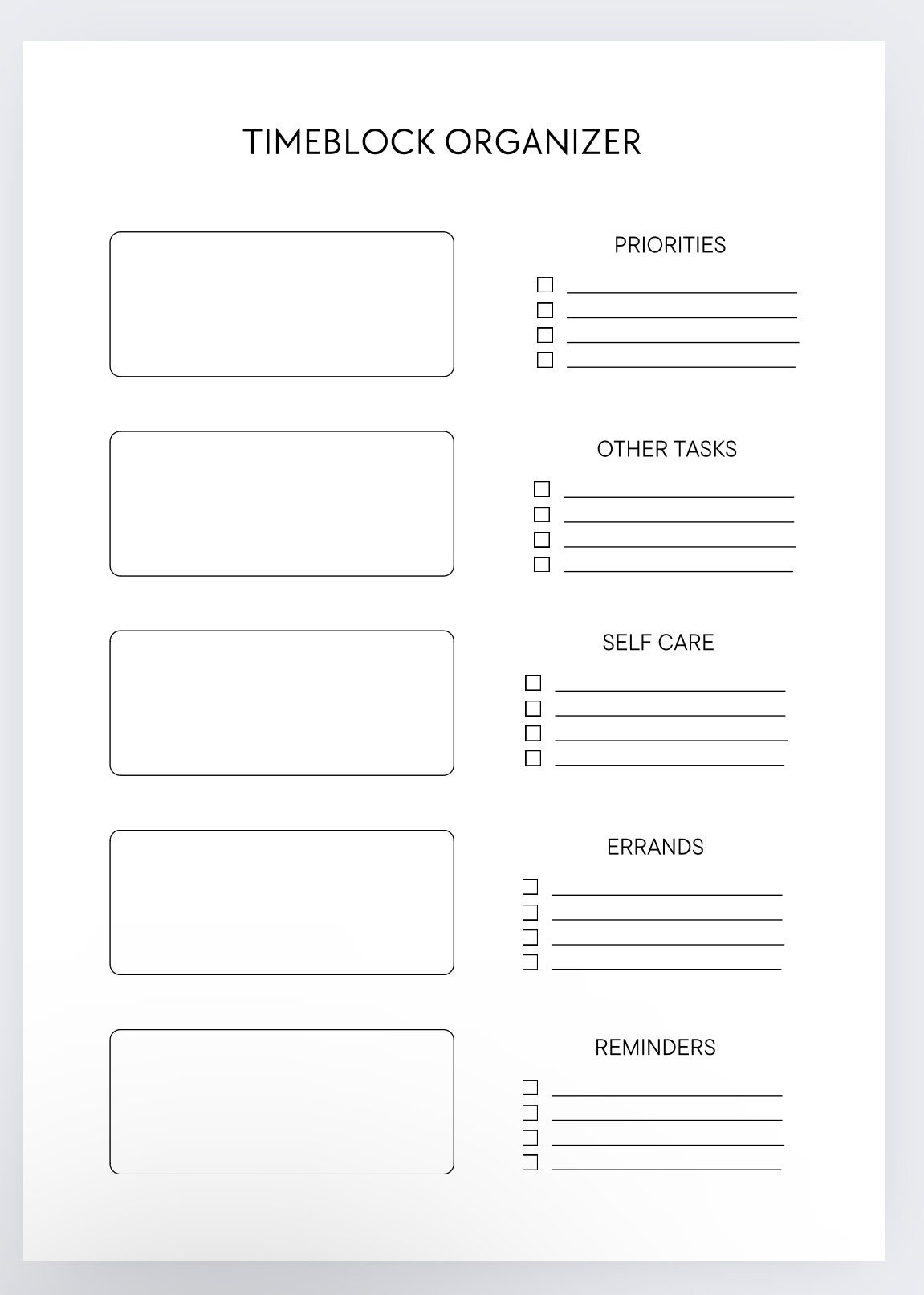 Timeblock Organizer,daily Agenda,time Blocking Planner Printable,daily ...