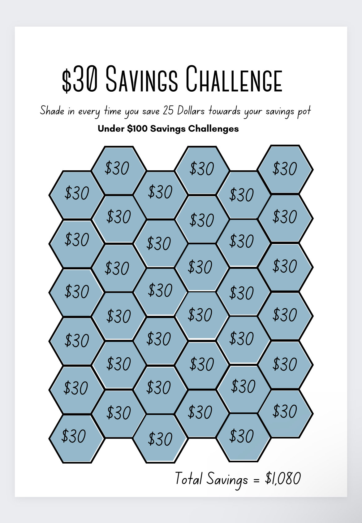 30 Dollar Saving Challengesavings Box Savings Binder | Etsy