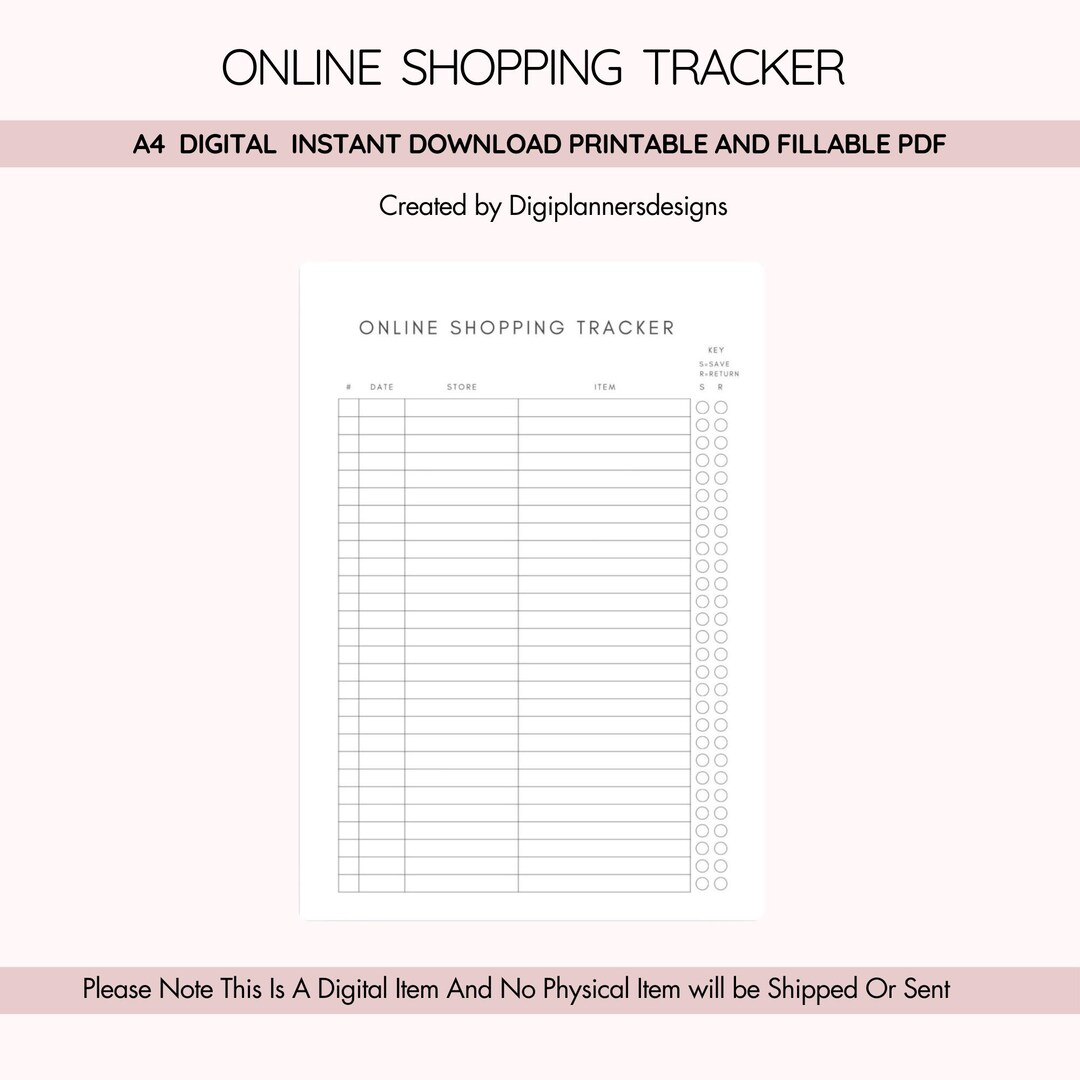 Online Shopping Tracker, Purchase Tracker, Order Tracking Log, Spending ...