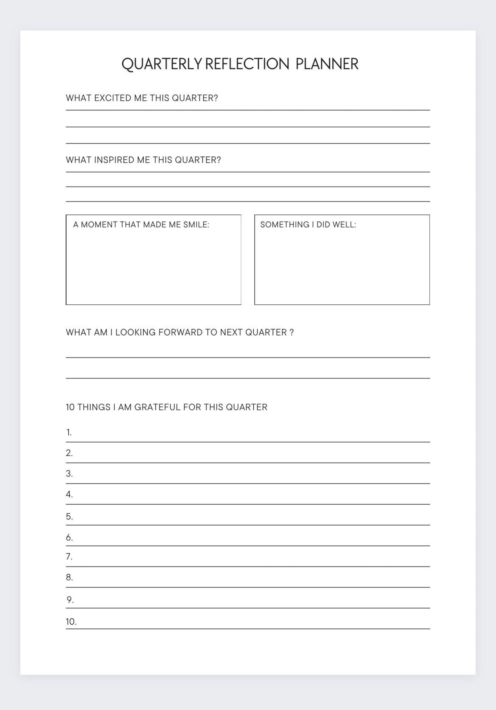 Quarterly Reflection Planner,quarterly Review Journal,goal Progress ...