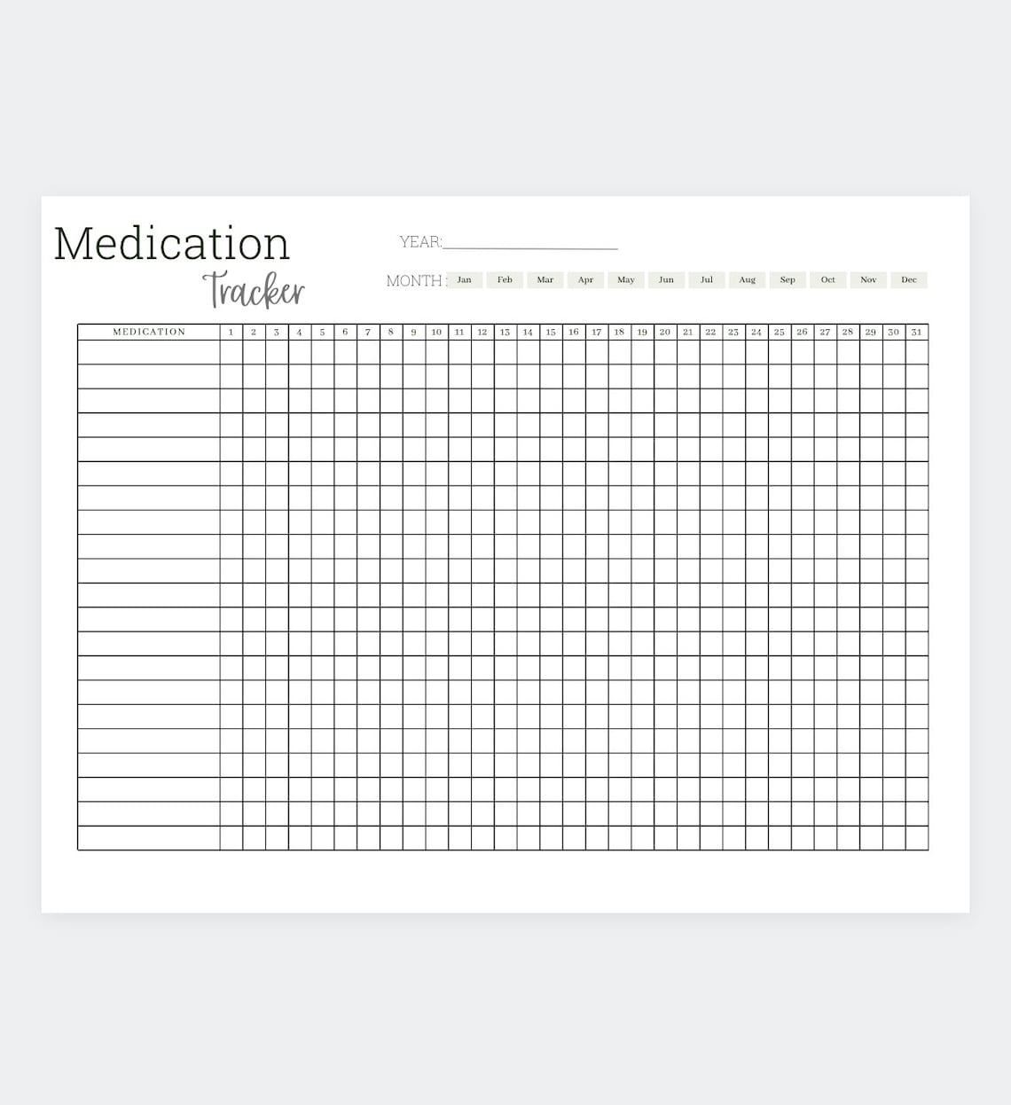 Medication Tracker Printable,pill Organizer, Medication Log, Medication ...