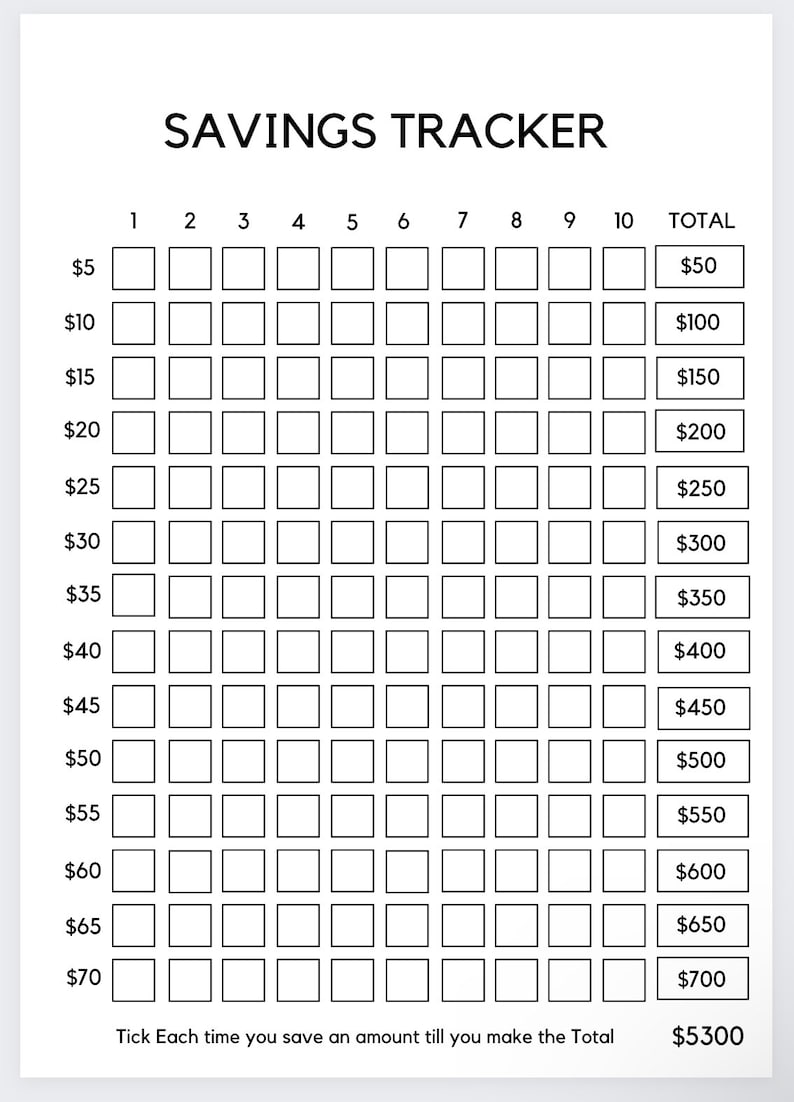 Saving Gridsavings Challengesavings Chartsave 5000savings - Etsy