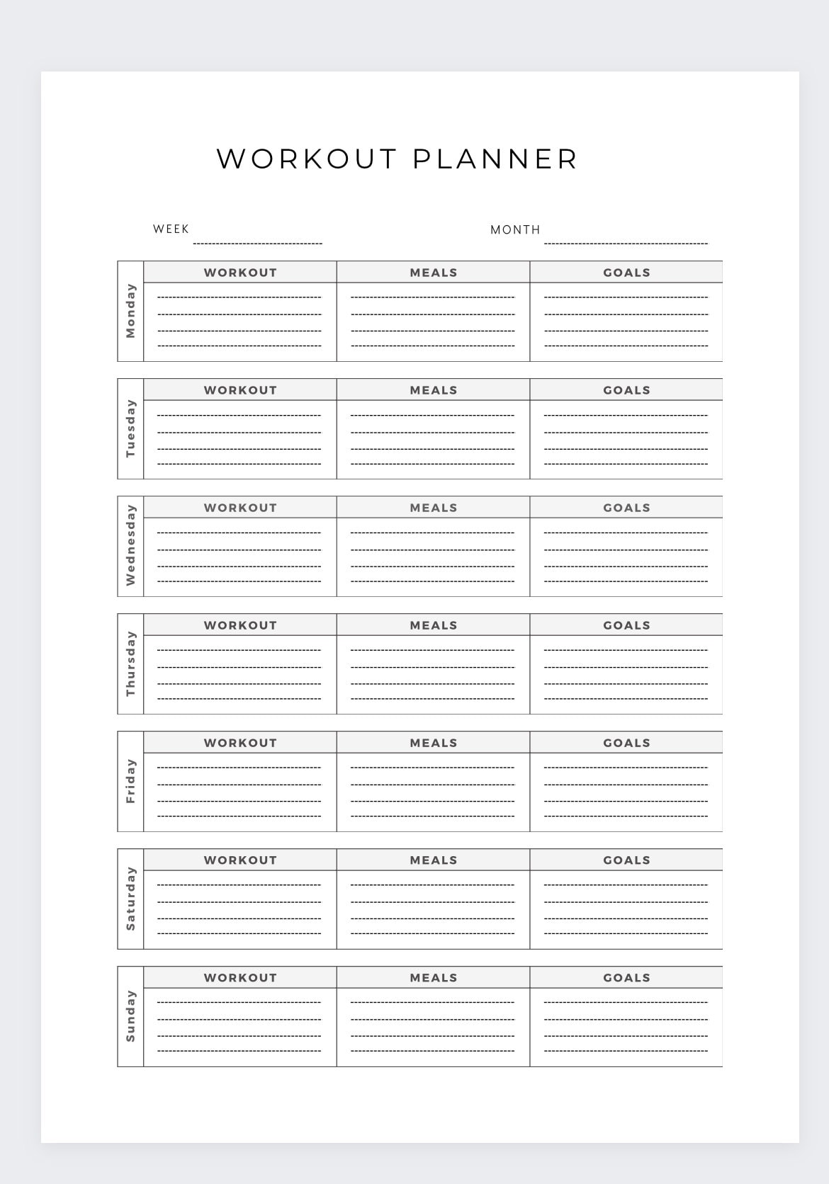 Workout Logfitness Plannerexercise Plannerworkout - Etsy