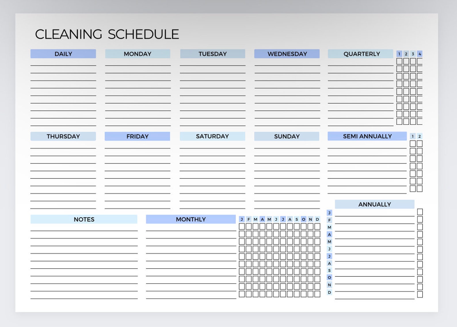 Blue Cleaning Checklist,house Cleaning Checklist,housekeeping Cleaning ...