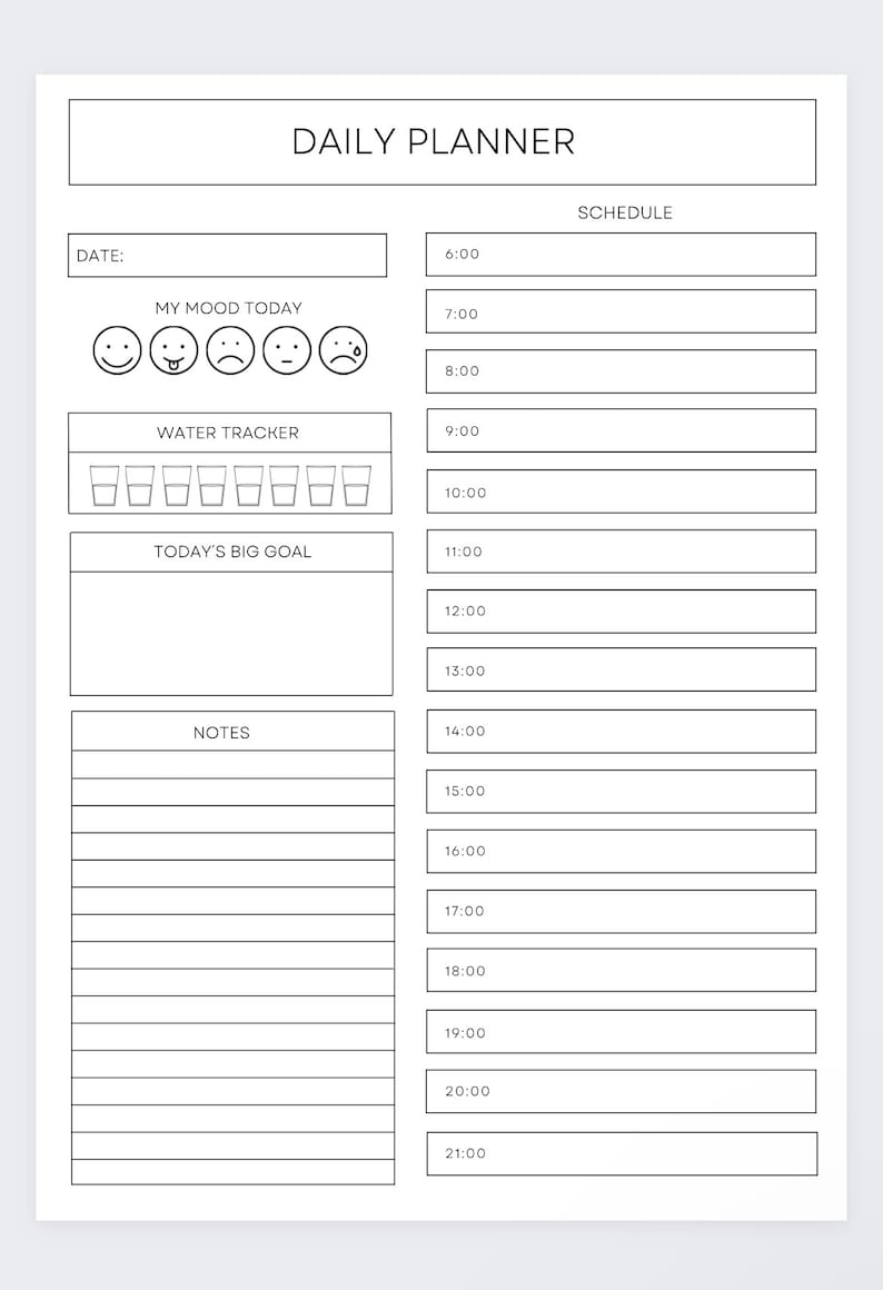 Daily Schedule Plannerhourly Plannerdesk Plannerdaily - Etsy