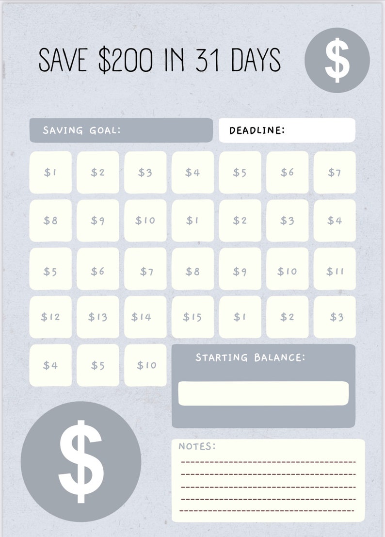 Saving Challenge,saving Challenge Bundle, Saving Fund,30 Day Tracker ...