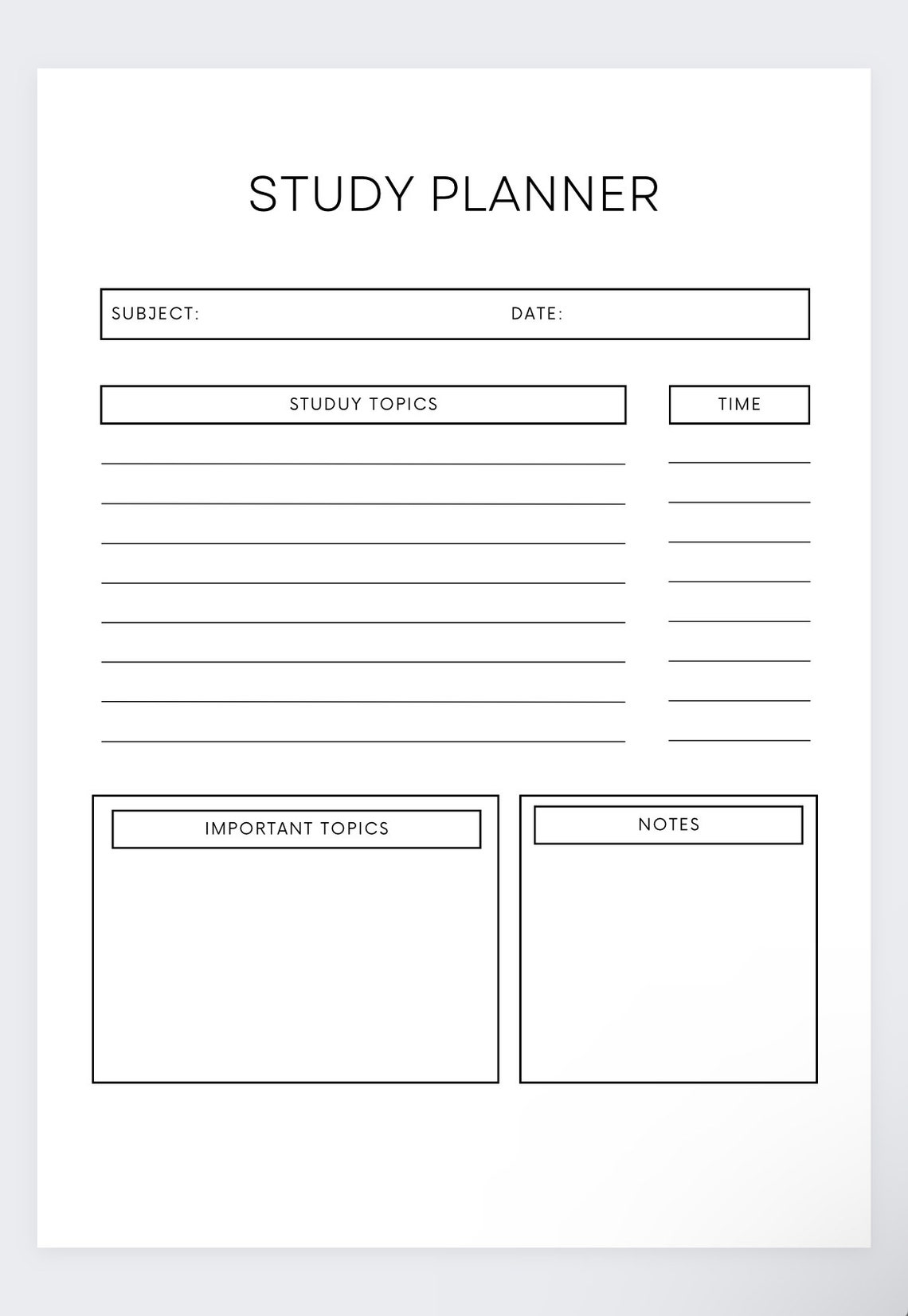 Study Planner,exam Study Planner,student Exam Revision Template ...