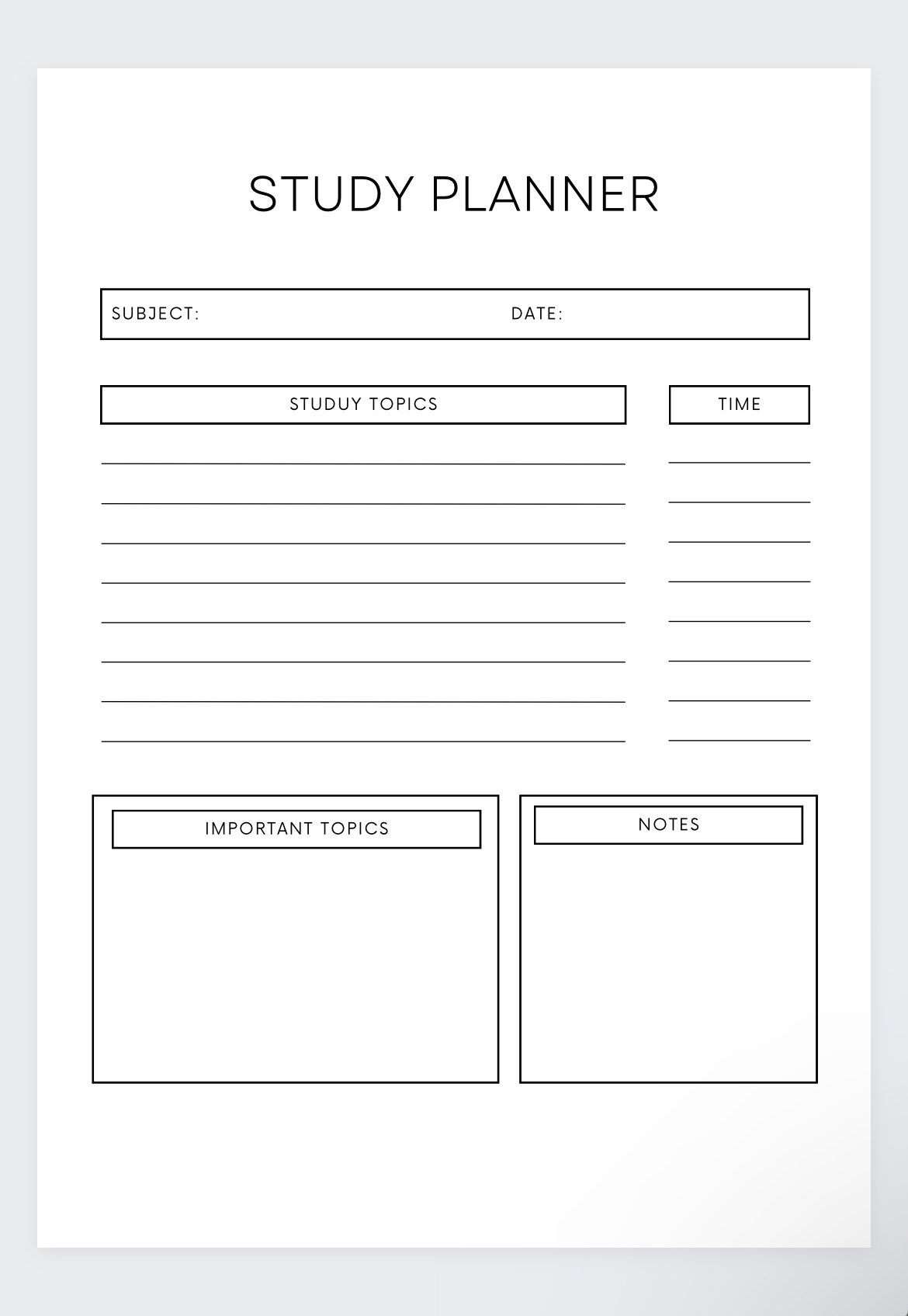 Study Planner,exam Study Planner,student Exam Revision Template ...