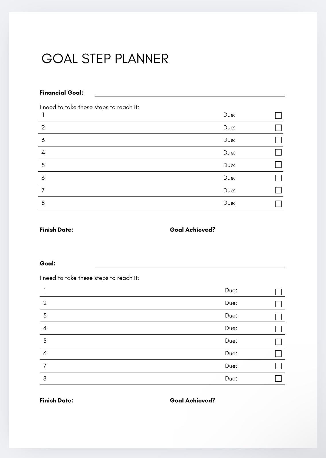 Goal Step Planner,smart Goals Tracker,productivity Planner,goal Planner ...