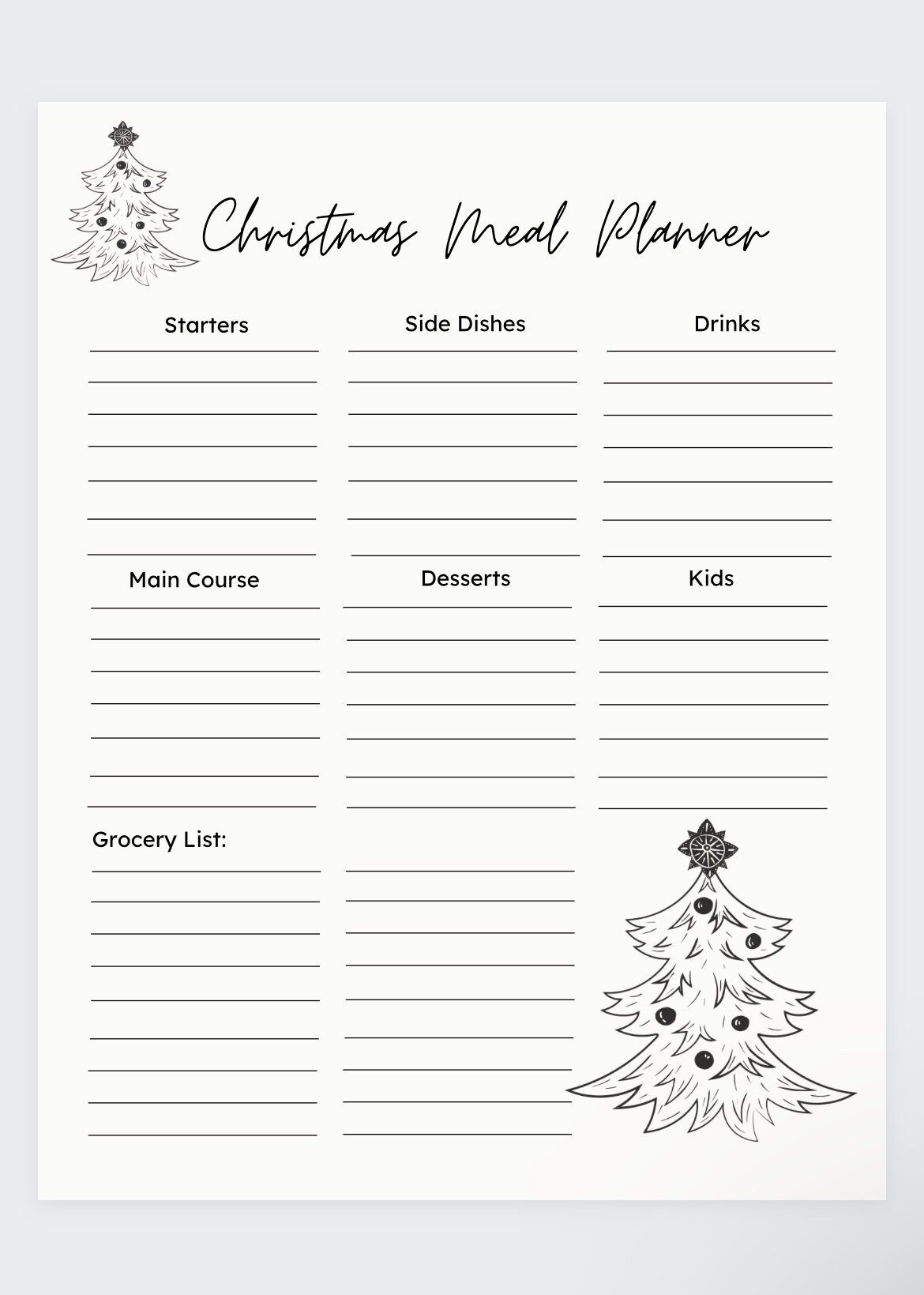 Christmas Meal Planner christmas Menu christmas Dinner Planner xmas Christmas Meal Planner christmas Menu christmas Dinner Planner xmas