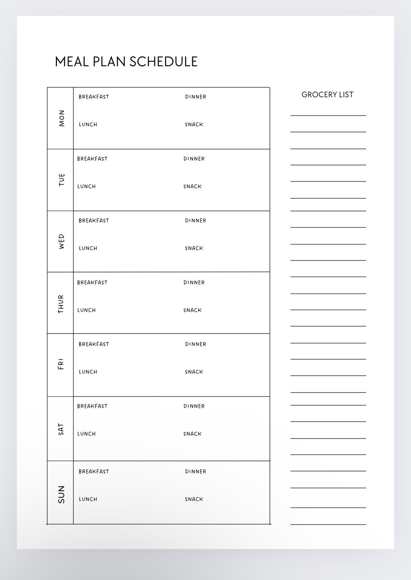 Weekly Meal Plan Schedule Template: Printable Food Planner (PDF) - Etsy
