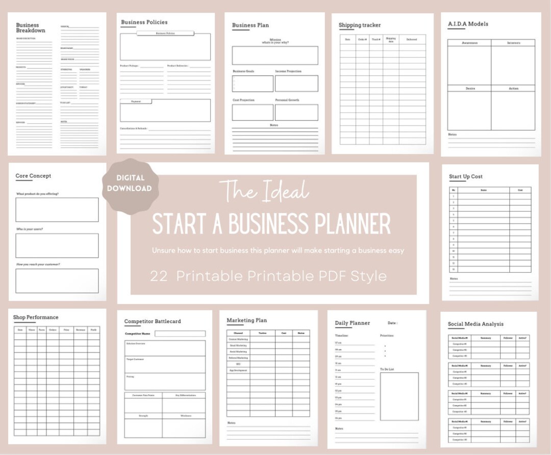 Start a Business Planner,business Planner, Small Business Planner ...