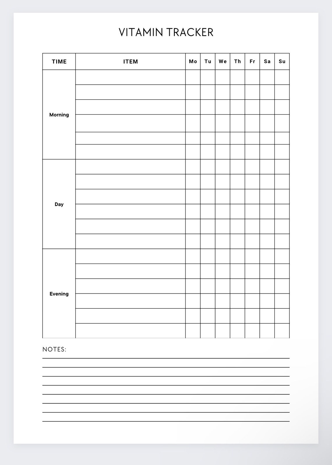 Vitamin Tracker,daily Nutrient Tracker,vitamin Tracker Printable,daily ...
