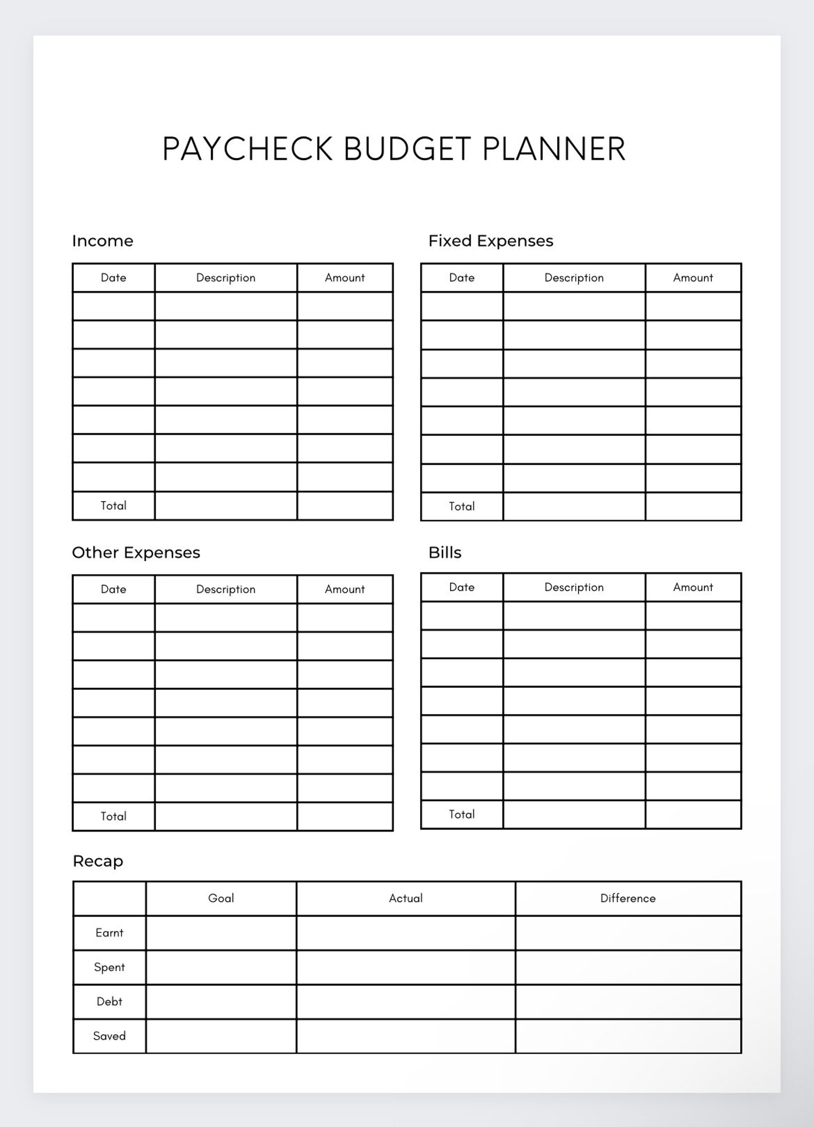 Paycheck Breakdown Plannerpaycheck Budgetfinancial - Etsy
