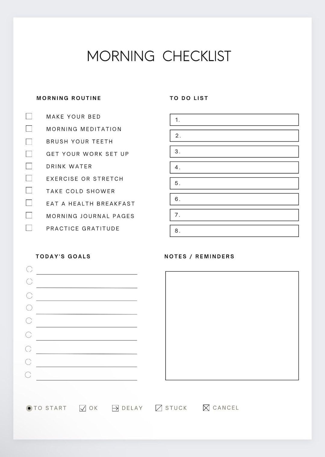 Morning Checklist,morning Routine,daily Checklist,day at a Glance,daily ...