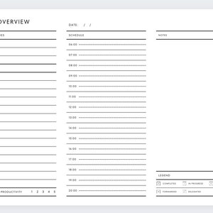 Daily Overview Planner,day at a Glance Planner,24 Hour Planner ...