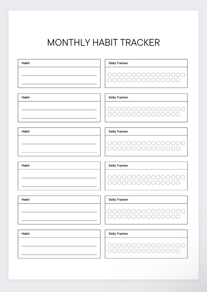 Monthly Habit Tracker,30 Day Habit Challenge,routine Tracker,weekly ...