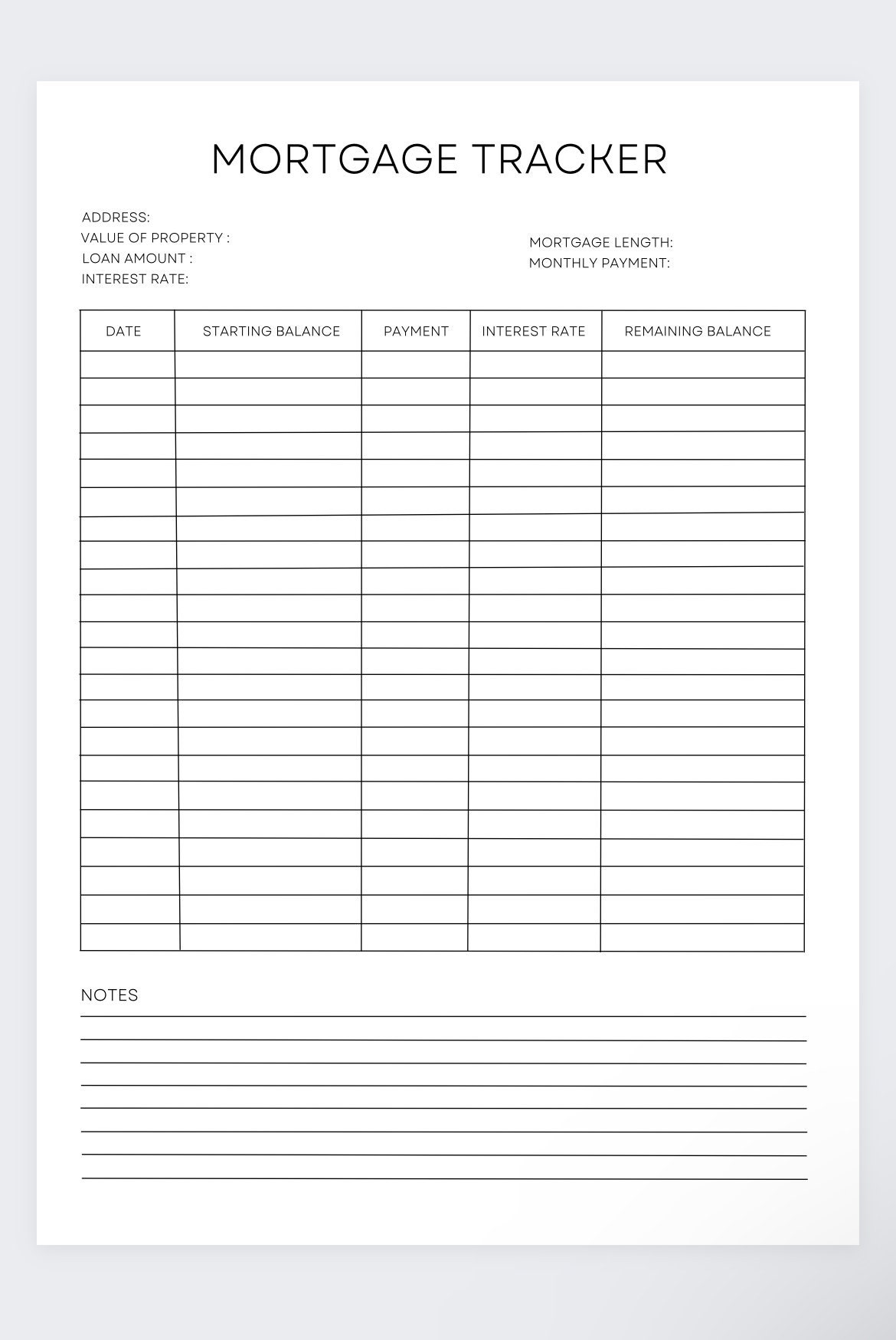 Mortgage Tracker,mortgage Log,mortgage Planner,mortgage Template ...