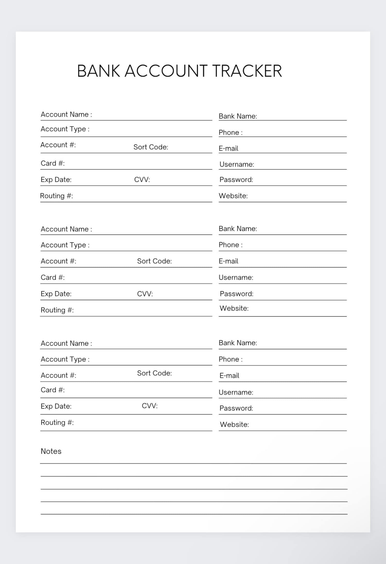 Bank Account Tracker,bank Account List,bank Account Details,finance ...