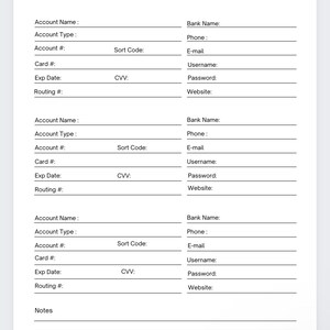 Bank Account Tracker, Money Management Log, Finance Tracker, Budgeting ...