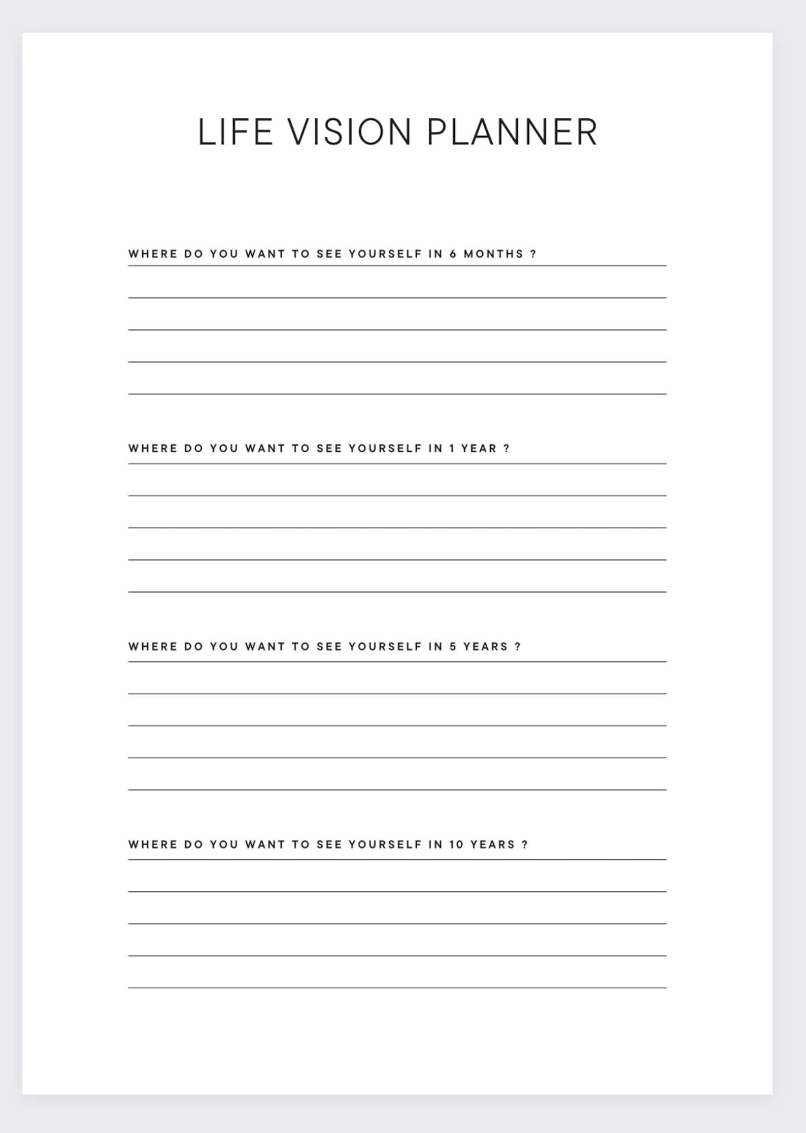 Life Vision Planner, My Future Life, Dream Life, Goal Planner ...