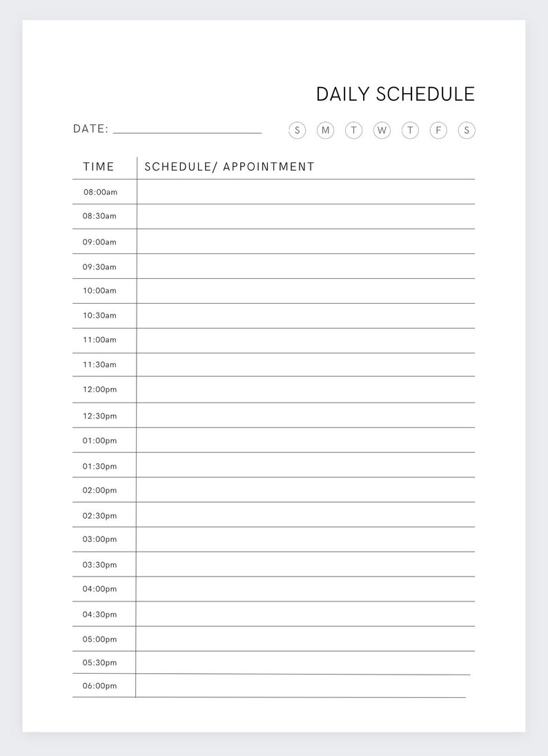 Daily Schedule,day in a Year,daily Appointments,hourly to Do List,daily ...