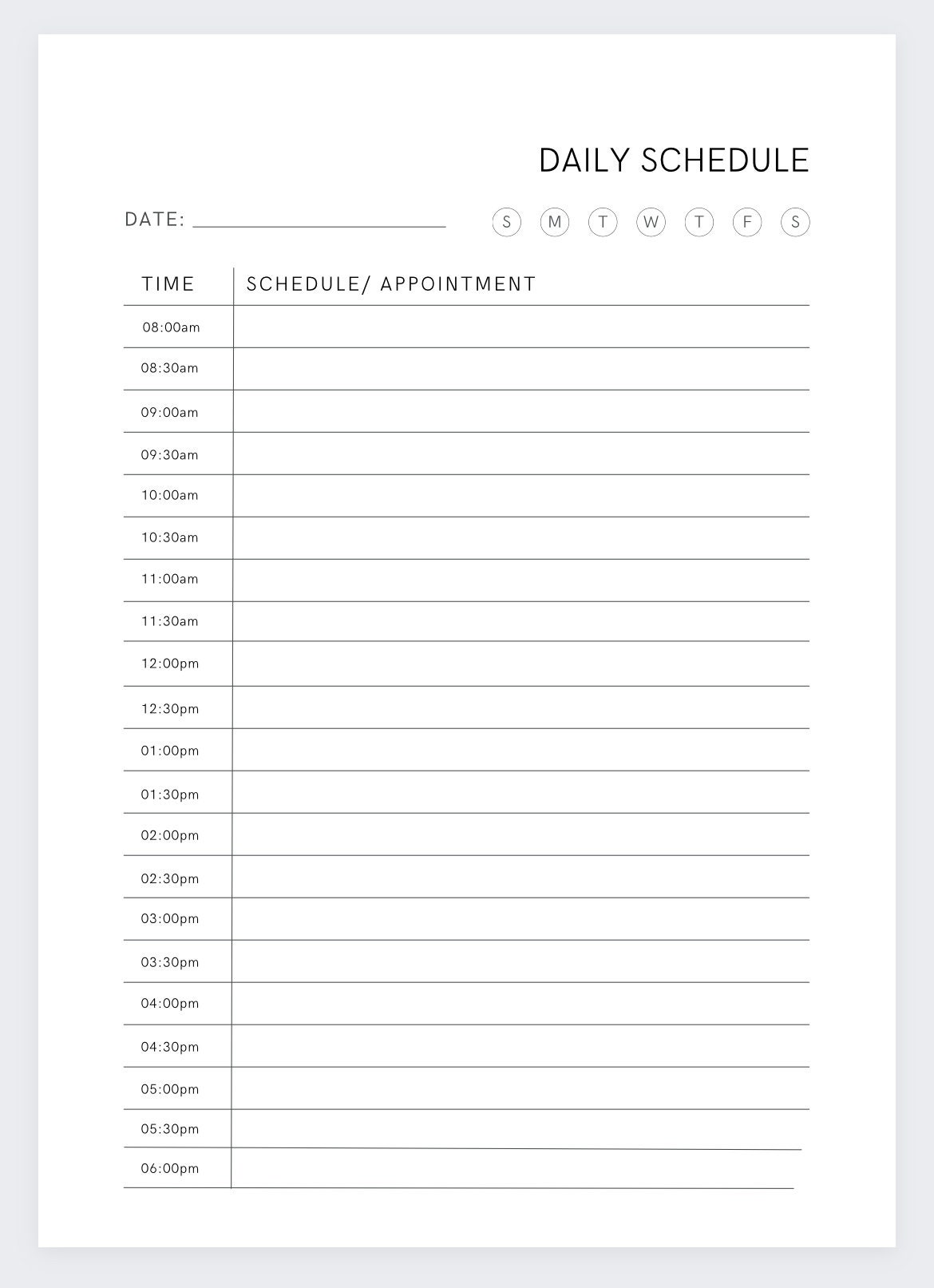 Daily Schedule,day in a Year,daily Appointments,hourly to Do List,daily ...