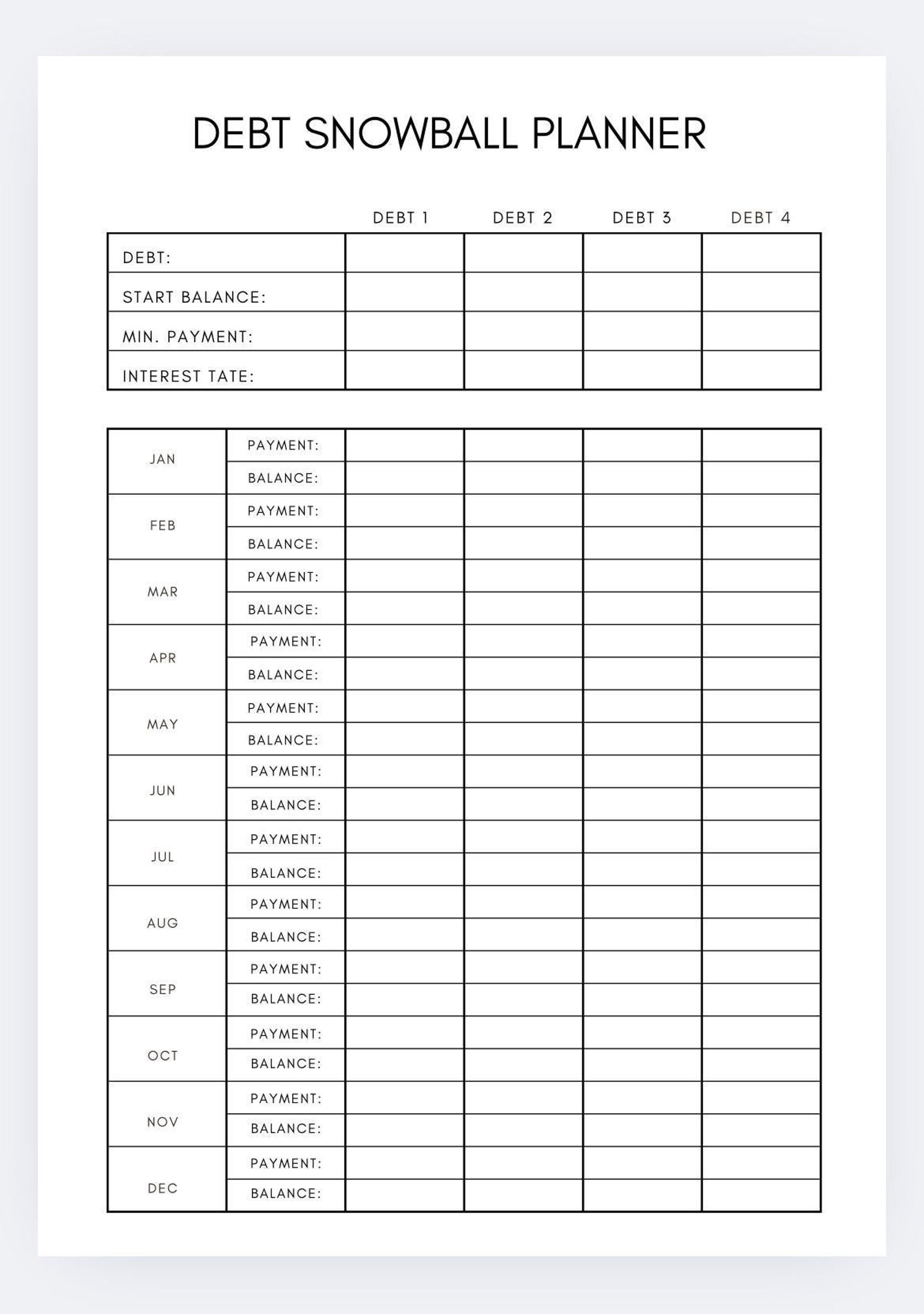 Debt Snowball Planner,debt Snowball,financial Tracker,debt Free Tracker ...