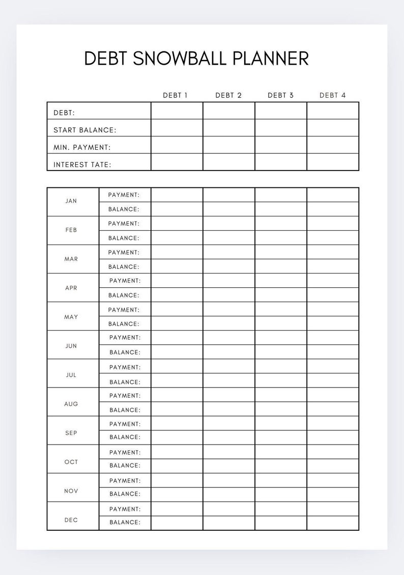 Debt Snowball Planner,debt Snowball,financial Tracker,debt Free Tracker,personal Finance,debt ...