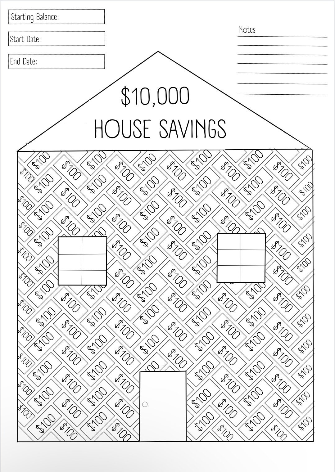 10000 House Trackerhouse Saving Pot Savings Binderhouse - Etsy