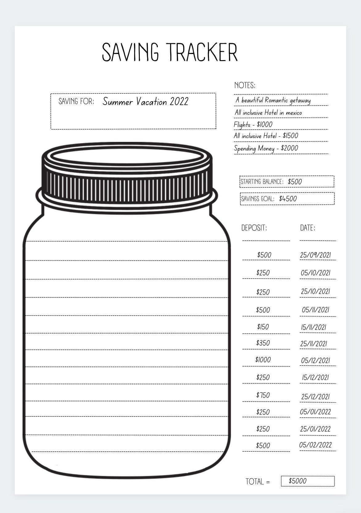 Savings Jar, Savings Planner, Savings Tracker, Savings Pot, Savings ...
