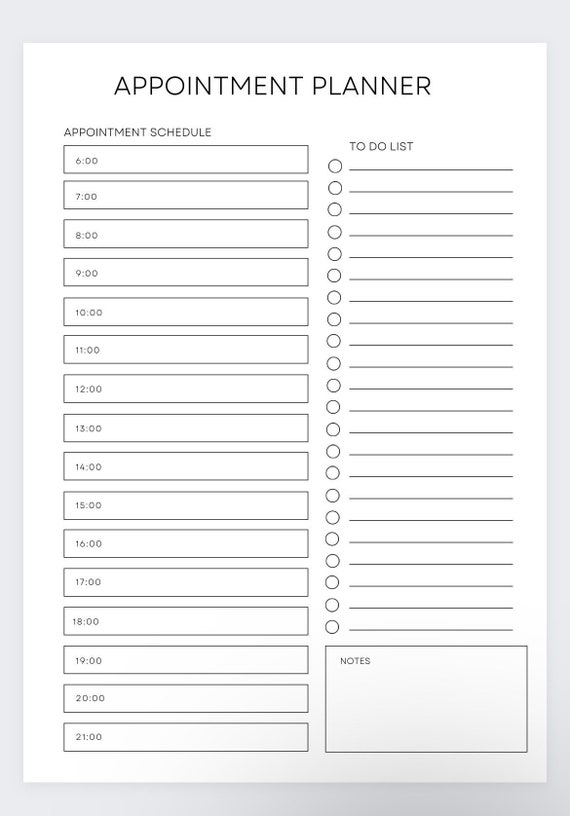 Appointment Plannerhourly Planner Dailydaily Schedulehourly | Etsy