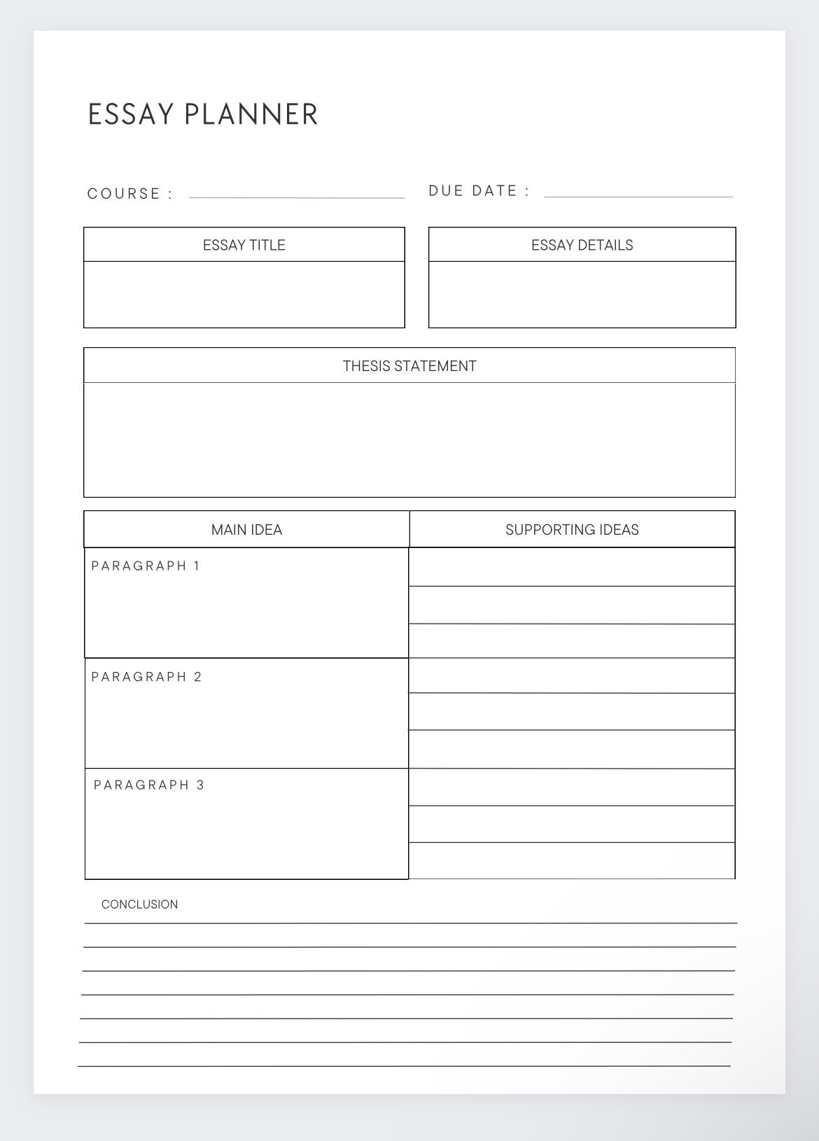 Essay Plan Template,essay Planner,academic Planner,revision Guide,essay ...