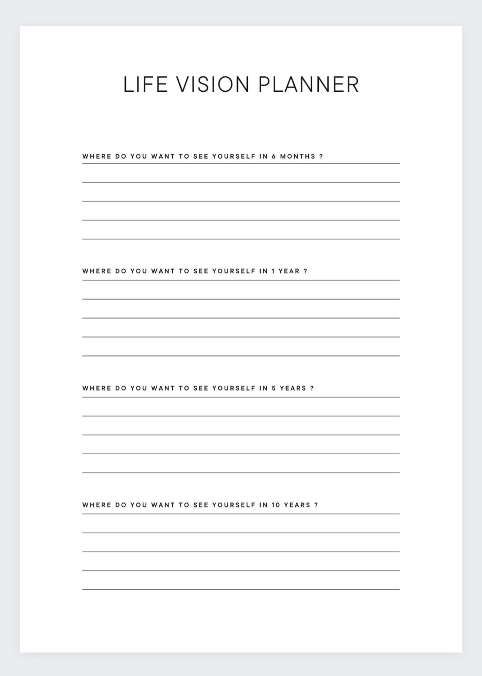 Life Vision Planner, My Future Life, Dream Life, Goal Planner ...