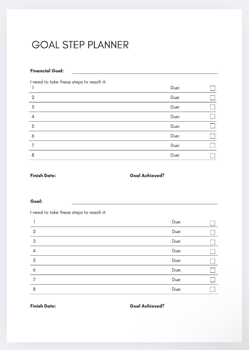 Goal Step Planner,smart Goals Tracker,productivity Planner,goal Planner ...