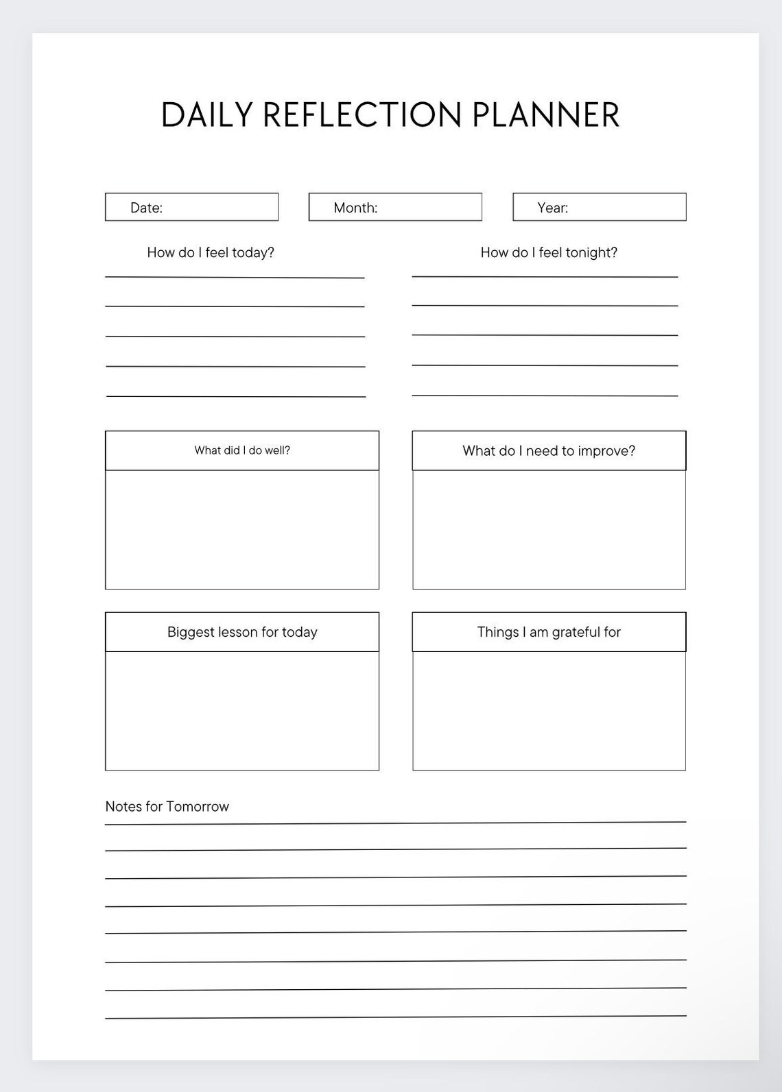 Daily Reflection Planner,reflection Planner,daily Gratitude Planner ...