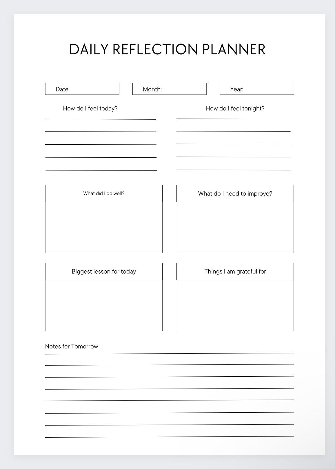 Daily Reflection Planner,reflection Planner,daily Gratitude Planner ...