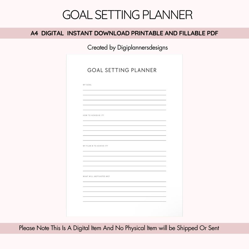 Goal Setting Planner,goal Tracker,daily Monthly Goal Journal,personal ...