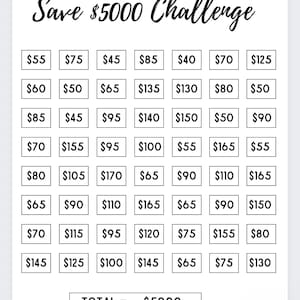 Save 5000,savings Log,save 5000 in 52 Weeks Money Challenge,52 Week ...