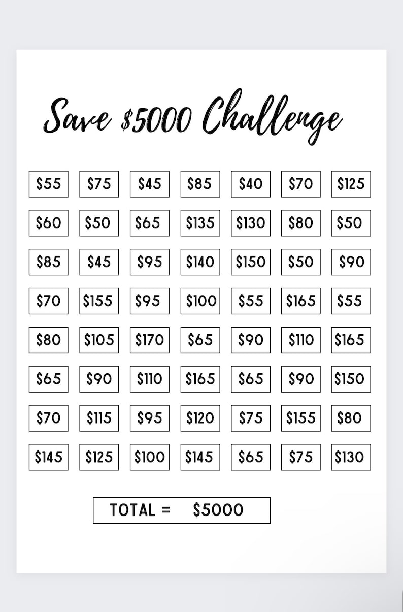 Save 5000,savings Log,save 5000 in 52 Weeks Money Challenge,52 Week ...