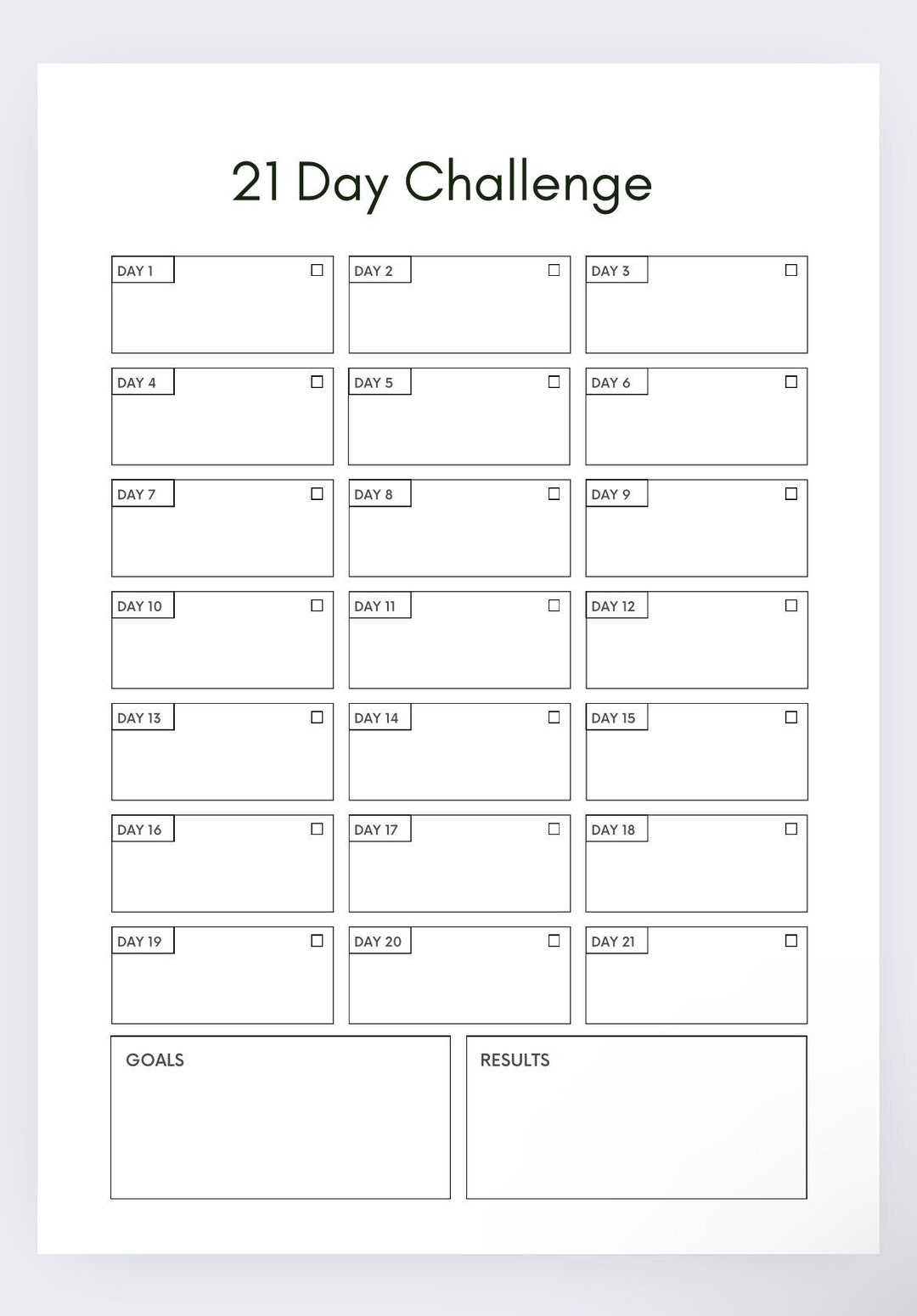 21 Day Challenge Template,three Week Challenge Template,21 Day ...