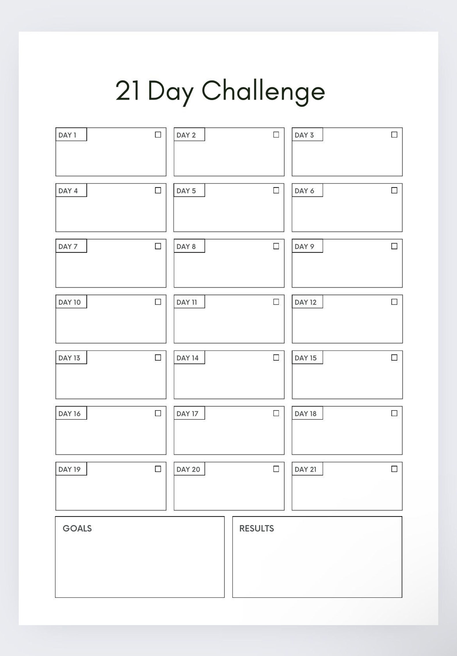 21 Day Challenge Template,three Week Challenge Template,21 Day ...