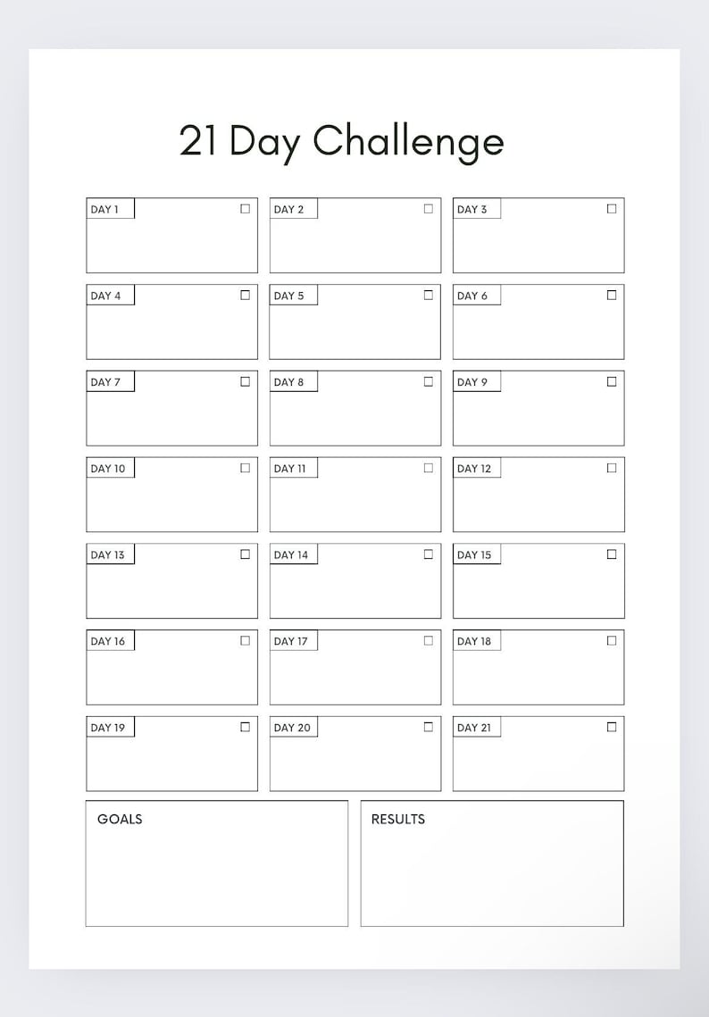 21 Day Challenge Template,three Week Challenge Template,21 Day Challenge Planner,goal Setting ...
