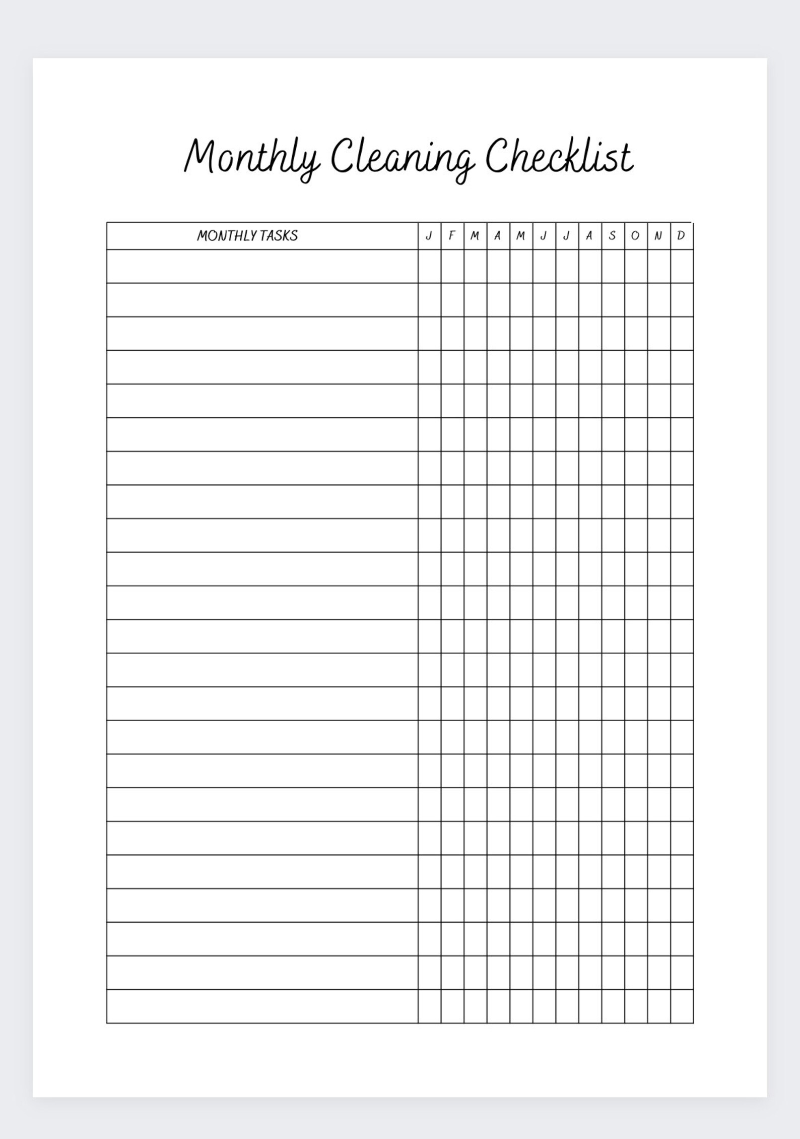 Monthly Cleaning Checklist,cleaning,housekeeping Cleaning List,house ...