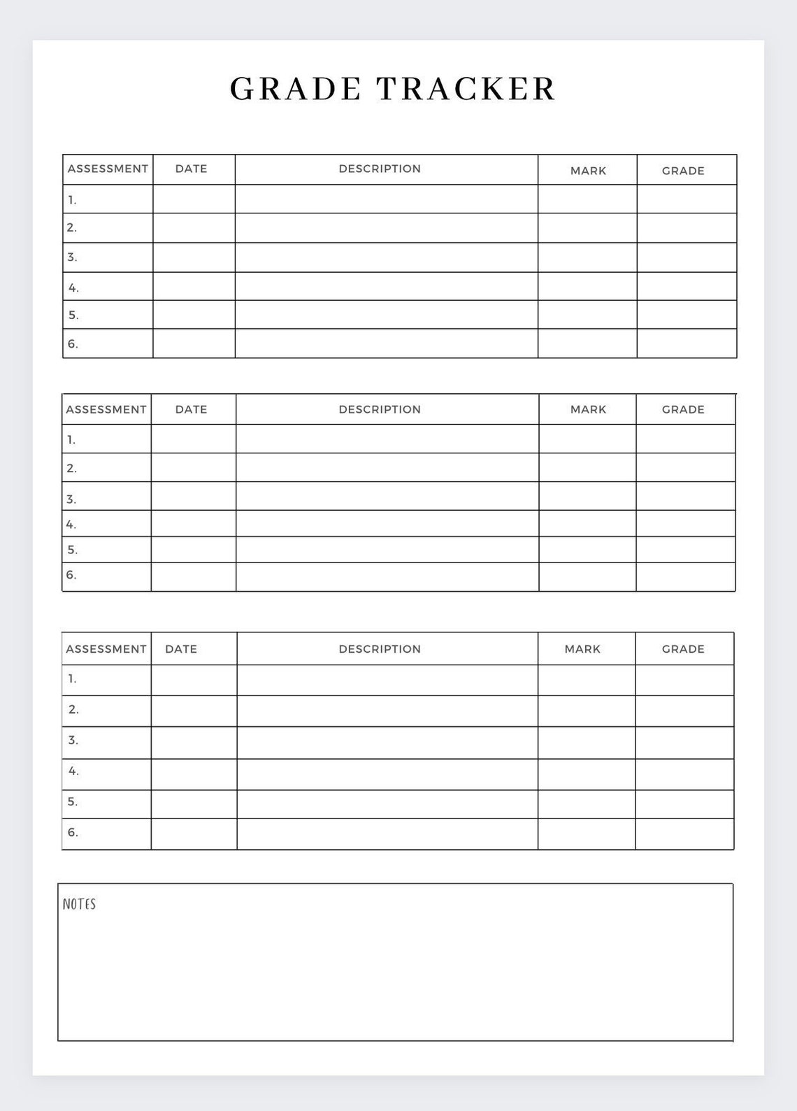 Grade Tracker Assignment Planner Assignment Tracker Student - Etsy Canada