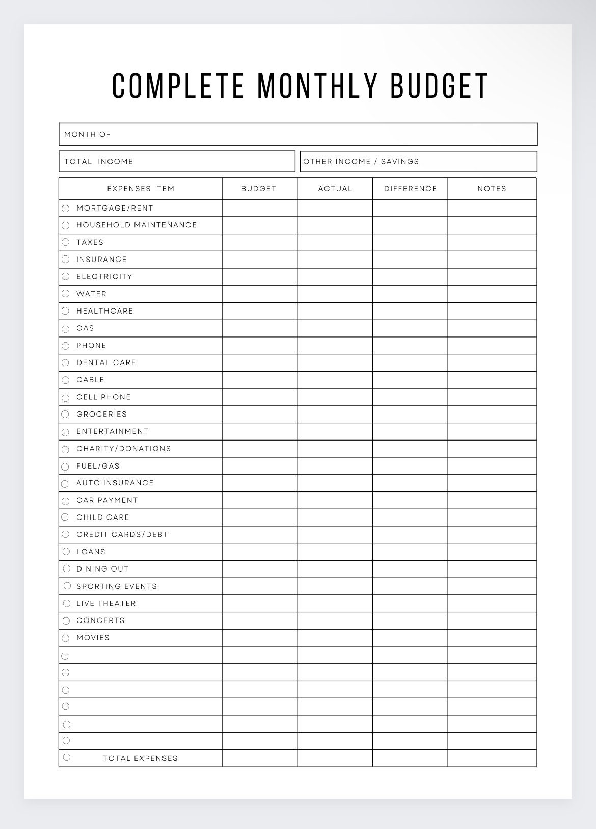 The Complete Budget Plannerfinancial Planningpaycheck - Etsy