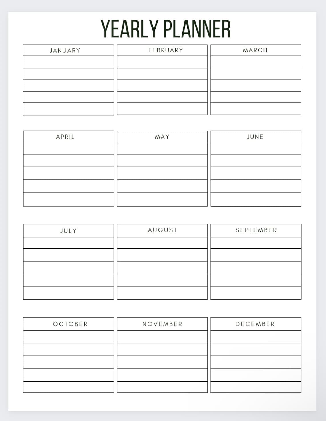 Year at a Glance Planner 2023yearly Overview Printableyearly - Etsy UK