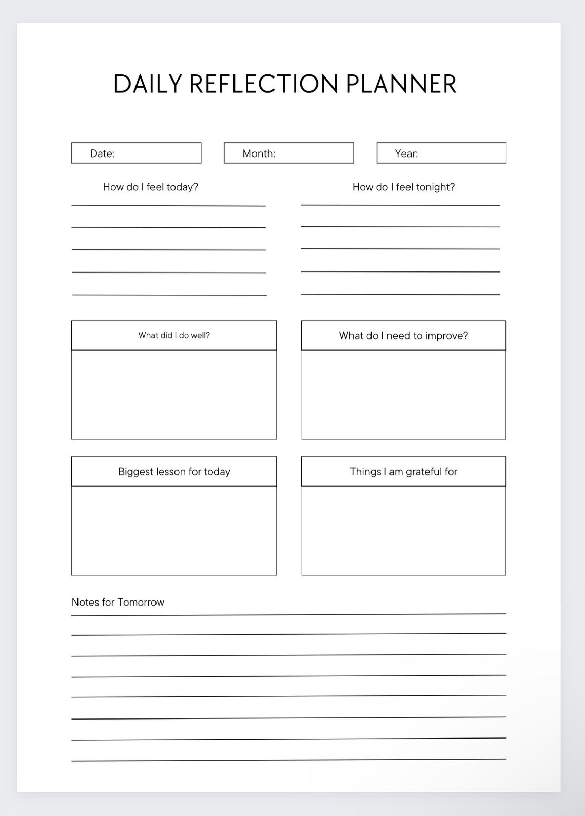 Daily Reflection Planner,reflection Planner,daily Gratitude Planner ...