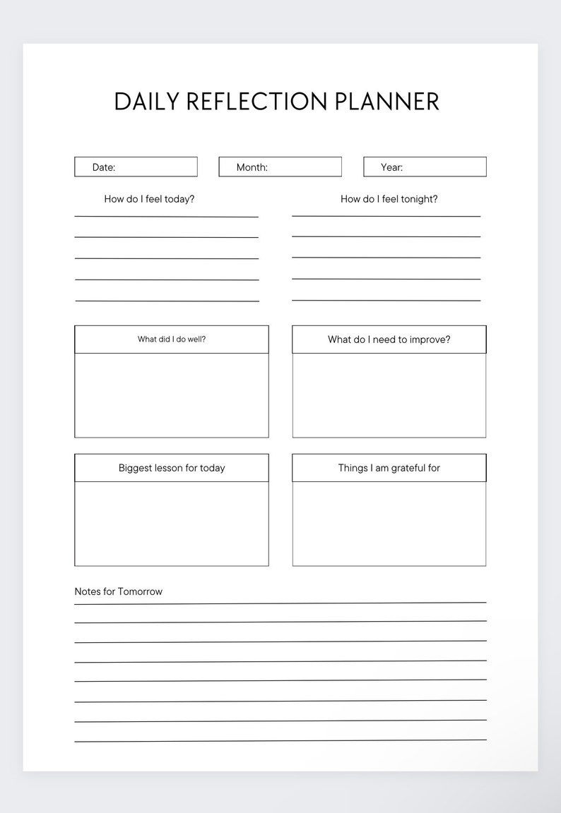 Daily Reflection Planner,reflection Planner,daily Gratitude Planner ...