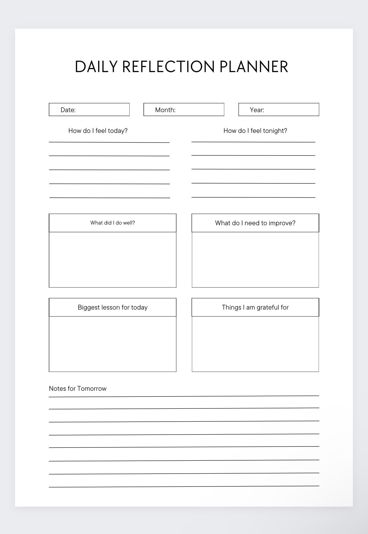 Daily Reflection Planner,reflection Planner,daily Gratitude Planner ...